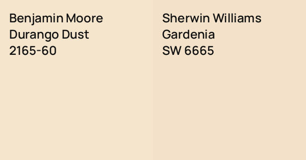 Benjamin Moore Durango Dust vs. Sherwin Williams Gardenia comparison