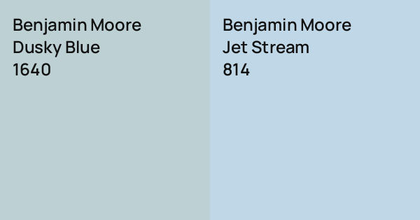 Benjamin Moore Dusky Blue vs. Benjamin Moore Jet Stream comparison