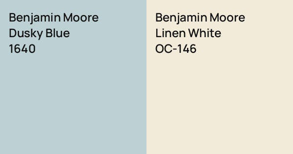 Benjamin Moore Dusky Blue vs. Benjamin Moore Linen White comparison