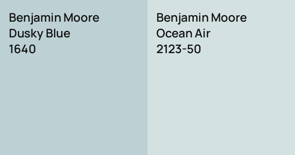 Benjamin Moore Dusky Blue vs. Benjamin Moore Ocean Air comparison