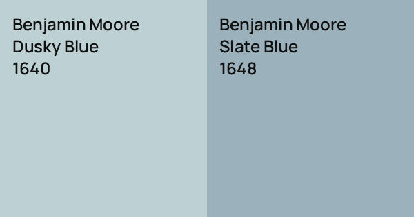 Benjamin Moore Dusky Blue vs. Benjamin Moore Slate Blue comparison