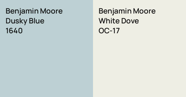 Benjamin Moore Dusky Blue vs. Benjamin Moore White Dove comparison