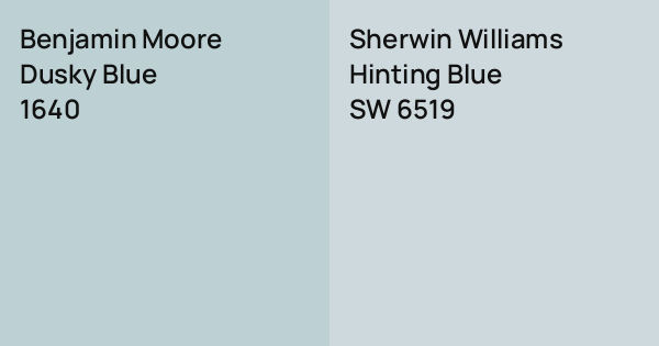 Benjamin Moore Dusky Blue vs. Sherwin Williams Hinting Blue comparison