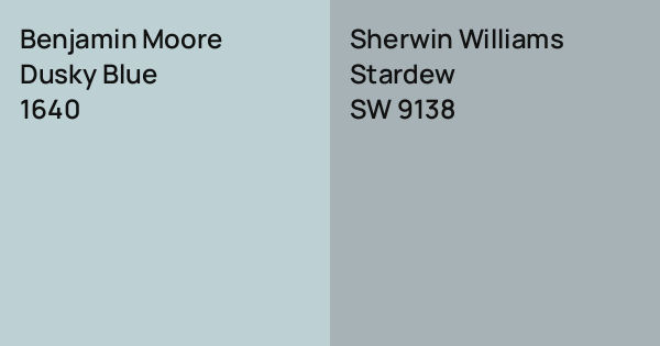 Benjamin Moore Dusky Blue vs. Sherwin Williams Stardew comparison