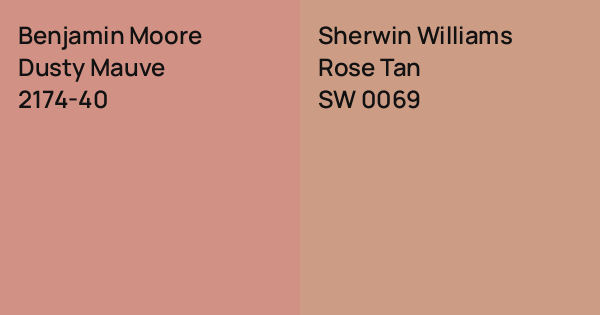 Benjamin Moore Dusty Mauve vs. Sherwin Williams Rose Tan comparison