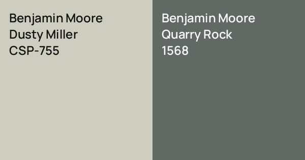 Benjamin Moore Dusty Miller vs. Benjamin Moore Quarry Rock comparison