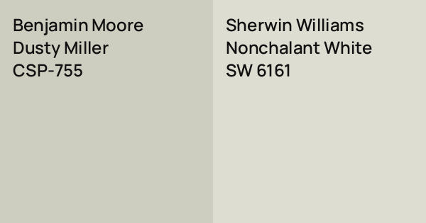 Benjamin Moore Dusty Miller vs. Sherwin Williams Nonchalant White ...