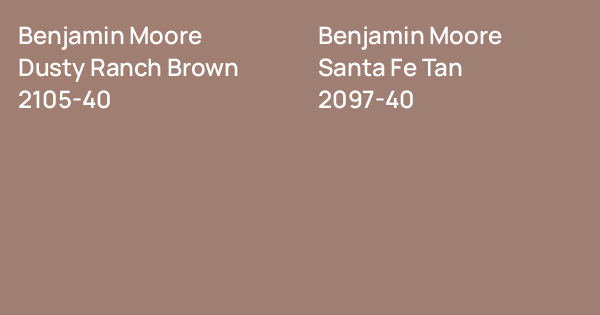 Benjamin Moore Dusty Ranch Brown vs. Benjamin Moore Santa Fe Tan comparison