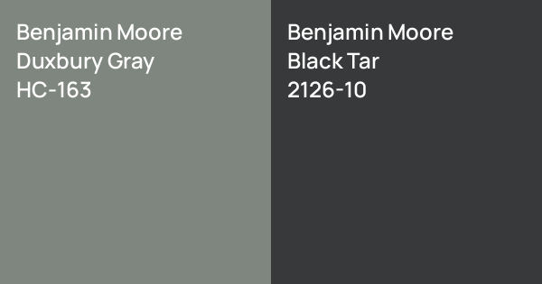Benjamin Moore Duxbury Gray vs. Benjamin Moore Black Tar comparison