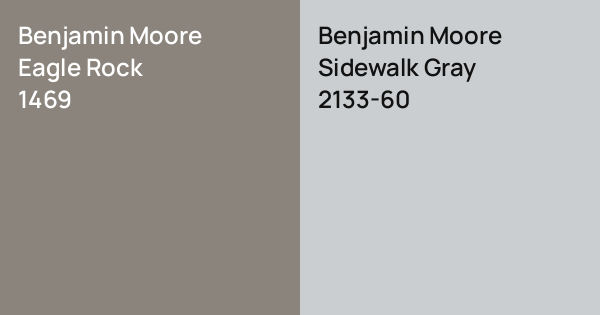 Benjamin Moore Eagle Rock vs. Benjamin Moore Sidewalk Gray comparison