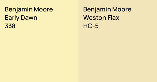 Benjamin Moore Early Dawn vs. Benjamin Moore Weston Flax comparison