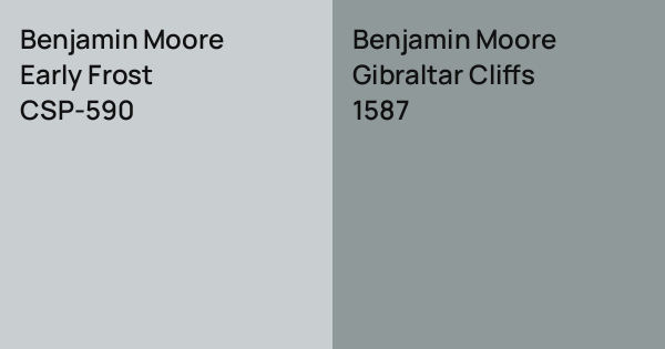 Benjamin Moore Early Frost vs. Benjamin Moore Gibraltar Cliffs comparison