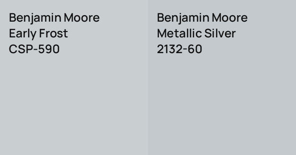 Benjamin Moore Early Frost vs. Benjamin Moore Metallic Silver comparison