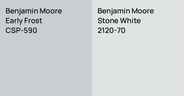 Benjamin Moore Early Frost vs. Benjamin Moore Stone White comparison