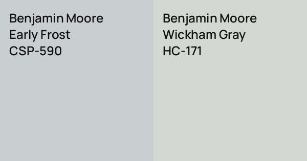 Benjamin Moore Early Frost vs. Benjamin Moore Wickham Gray comparison