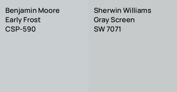 Benjamin Moore Early Frost vs. Sherwin Williams Gray Screen comparison