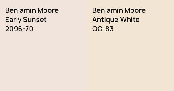 Benjamin Moore Early Sunset vs. Benjamin Moore Antique White comparison