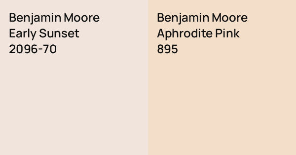 Benjamin Moore Early Sunset vs. Benjamin Moore Aphrodite Pink comparison
