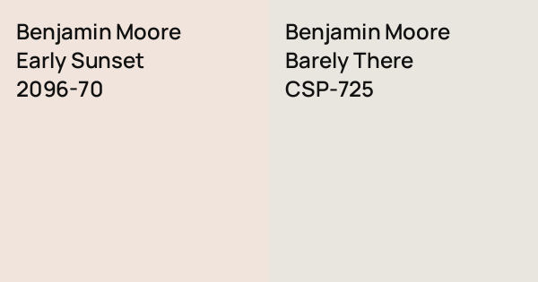 Benjamin Moore Early Sunset vs. Benjamin Moore Barely There comparison