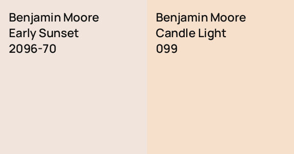 Benjamin Moore Early Sunset vs. Benjamin Moore Candle Light comparison