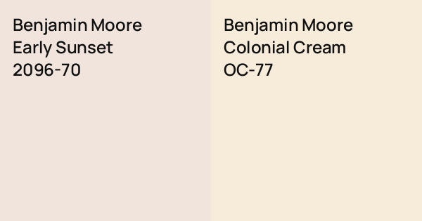 Benjamin Moore Early Sunset vs. Benjamin Moore Colonial Cream comparison