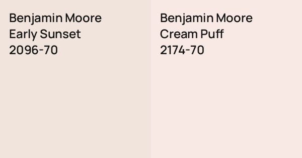 Benjamin Moore Early Sunset vs. Benjamin Moore Cream Puff comparison