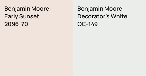 Benjamin Moore Early Sunset vs. Benjamin Moore Decorator's White comparison