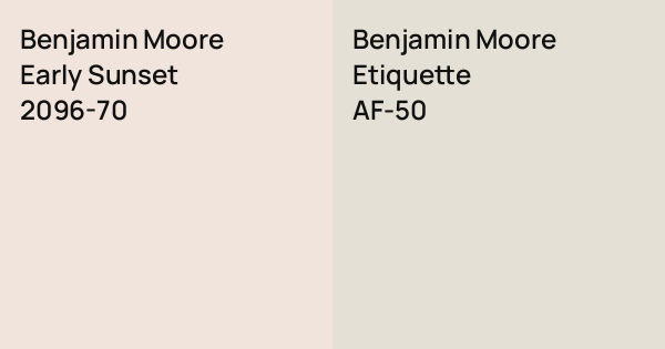 Benjamin Moore Early Sunset vs. Benjamin Moore Etiquette comparison