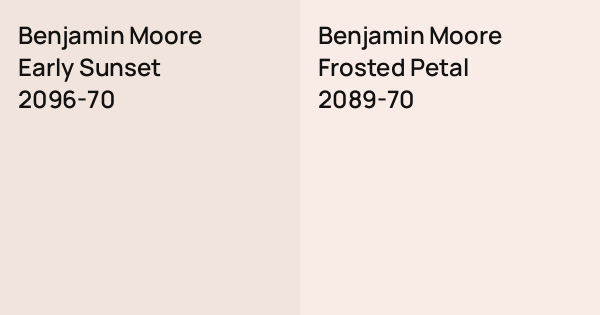 Benjamin Moore Early Sunset vs. Benjamin Moore Frosted Petal comparison