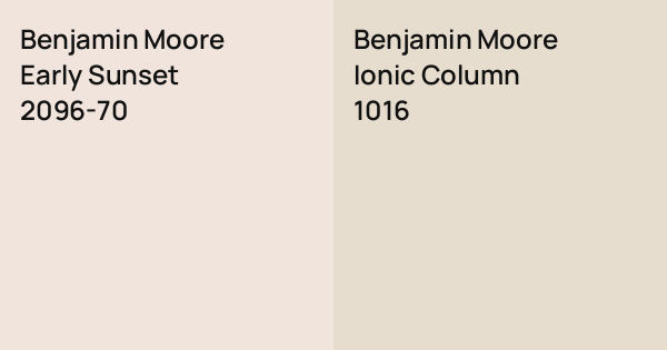 Benjamin Moore Early Sunset vs. Benjamin Moore Ionic Column comparison