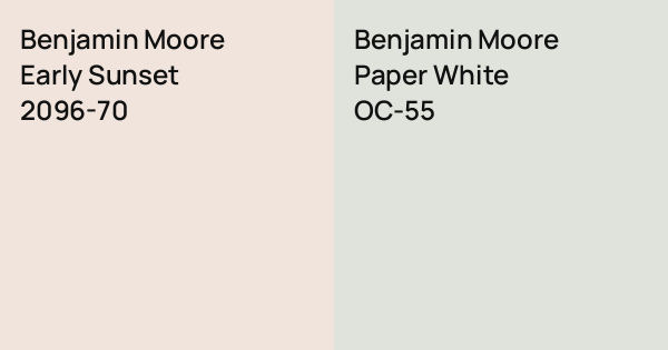 Benjamin Moore Early Sunset vs. Benjamin Moore Paper White comparison