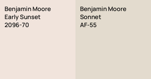 Benjamin Moore Early Sunset vs. Benjamin Moore Sonnet comparison