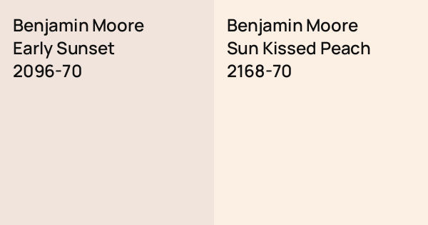 Benjamin Moore Early Sunset vs. Benjamin Moore Sun Kissed Peach comparison