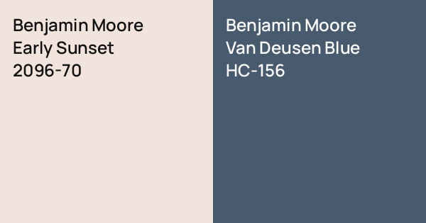 Benjamin Moore Early Sunset vs. Benjamin Moore Van Deusen Blue comparison
