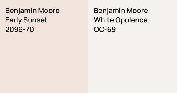 Benjamin Moore Early Sunset vs. Benjamin Moore White Opulence comparison