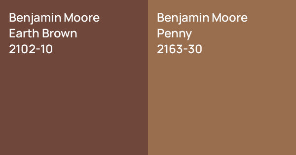 Benjamin Moore Earth Brown vs. Benjamin Moore Penny comparison