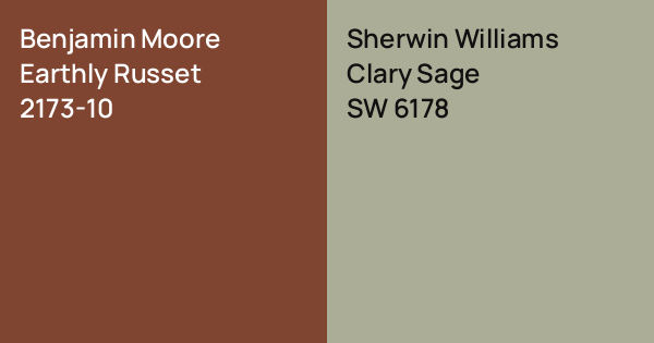 Benjamin Moore Earthly Russet vs. Sherwin Williams Clary Sage comparison