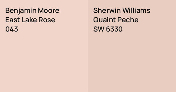 Benjamin Moore East Lake Rose vs. Sherwin Williams Quaint Peche comparison