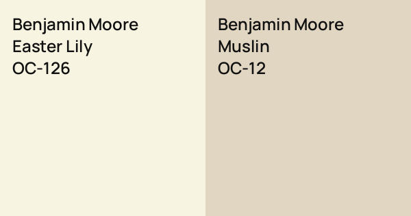 Benjamin Moore Easter Lily vs. Benjamin Moore Muslin comparison