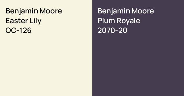 Benjamin Moore Easter Lily vs. Benjamin Moore Plum Royale comparison