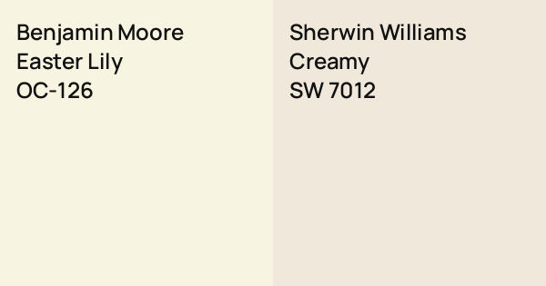 Benjamin Moore Easter Lily vs. Sherwin Williams Creamy comparison