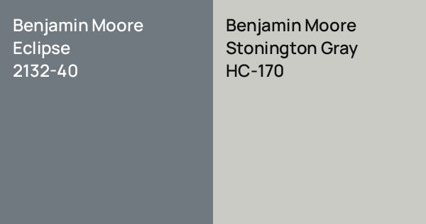 Benjamin Moore Eclipse vs. Benjamin Moore Stonington Gray comparison