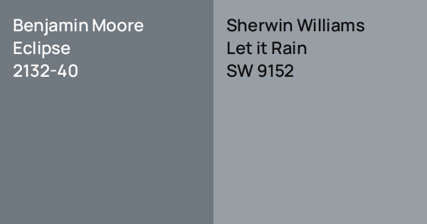 Benjamin Moore Eclipse vs. Sherwin Williams Let it Rain comparison