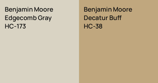 Benjamin Moore Edgecomb Gray vs. Benjamin Moore Decatur Buff comparison
