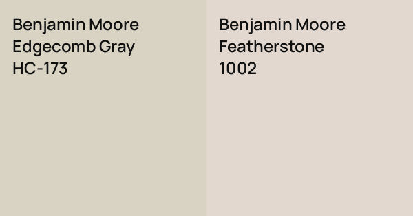 Benjamin Moore Edgecomb Gray vs. Benjamin Moore Featherstone comparison