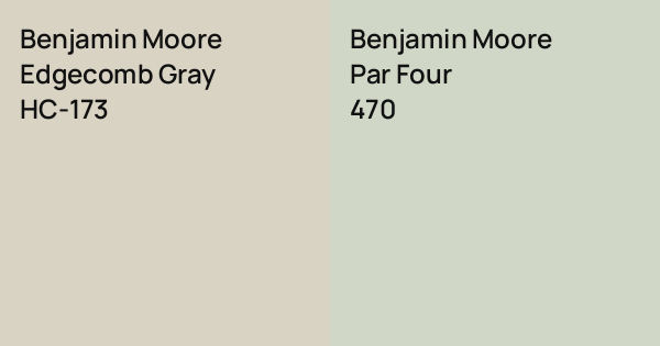 Benjamin Moore Edgecomb Gray vs. Benjamin Moore Par Four comparison