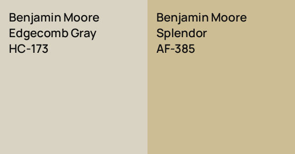 Benjamin Moore Edgecomb Gray vs. Benjamin Moore Splendor comparison