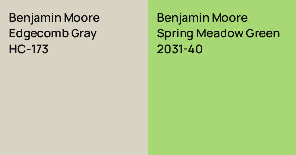 Benjamin Moore Edgecomb Gray vs. Benjamin Moore Spring Meadow Green ...