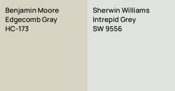 Benjamin Moore Edgecomb Gray vs. Sherwin Williams Intrepid Grey comparison