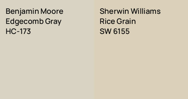 Benjamin Moore Edgecomb Gray vs. Sherwin Williams Rice Grain comparison